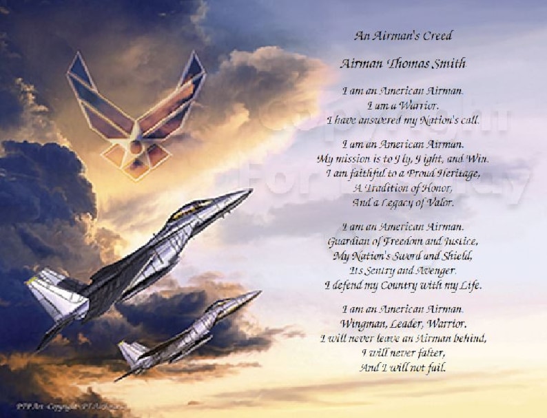 U.S. Air Force Airman's Creed Personalized Print - Etsy