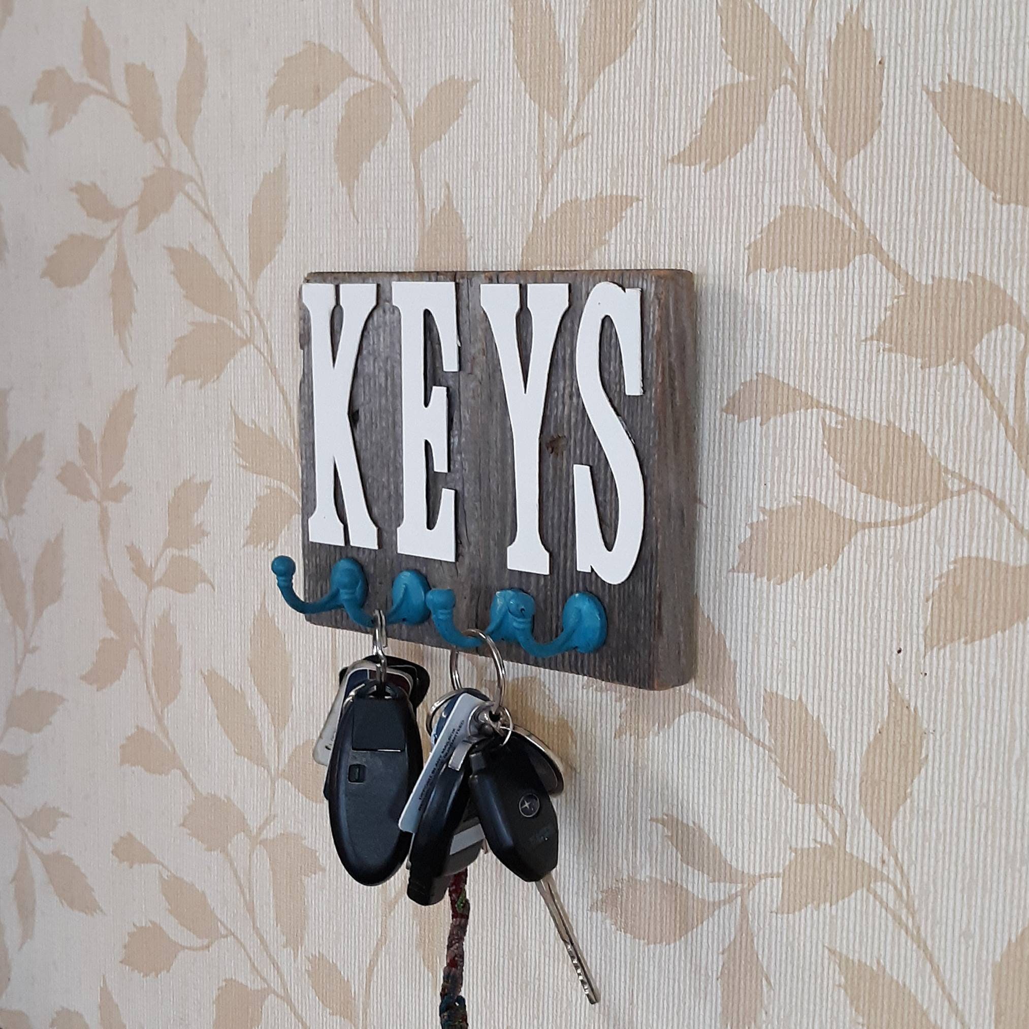Barn Wood Wall Art KEYS Key Rack - Etsy
