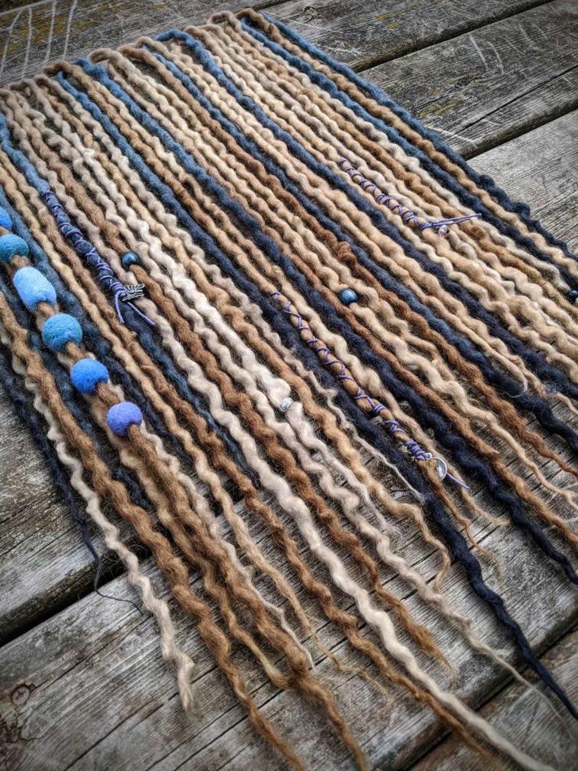 Denim and Blonde Half Set of Wool Dreadlocks - Etsy