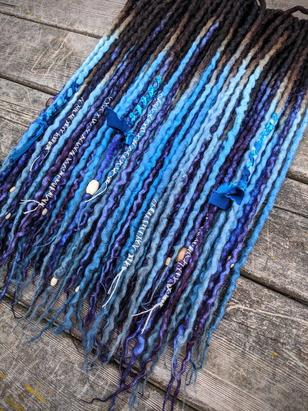 Indigo Queen Full Set of Wool Loc Extensions - Etsy