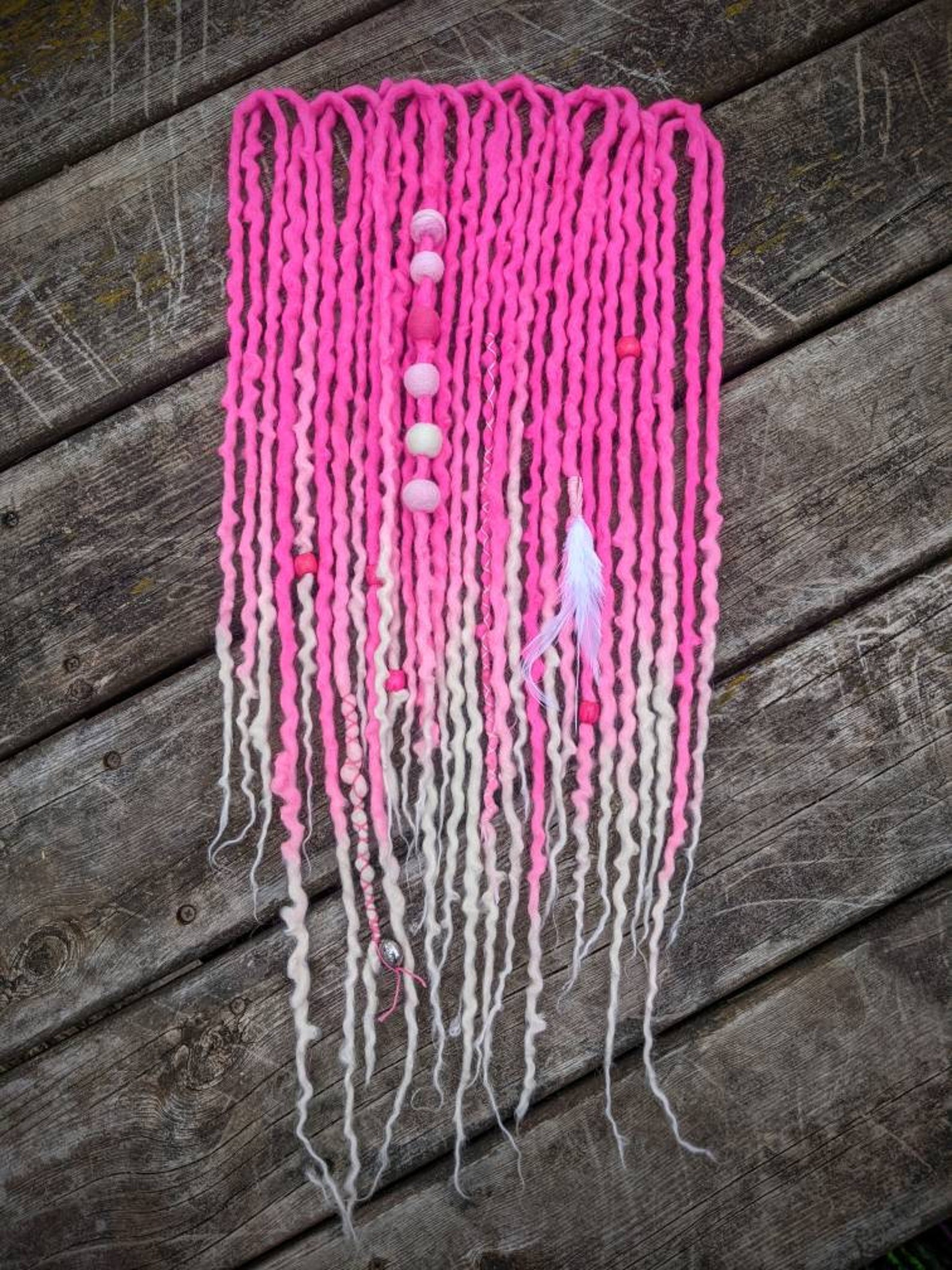 Hot in Pink Partial Set of Wool Dreadlocks | Etsy