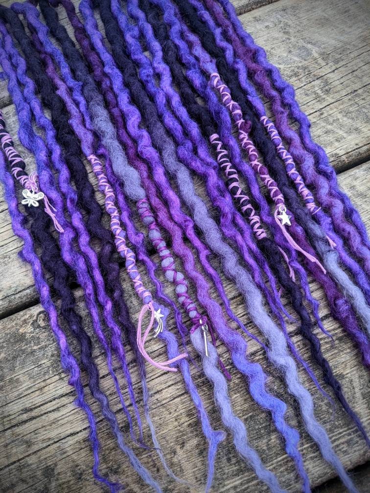 Violet Accent Set of Wool Dreadlocks - Etsy