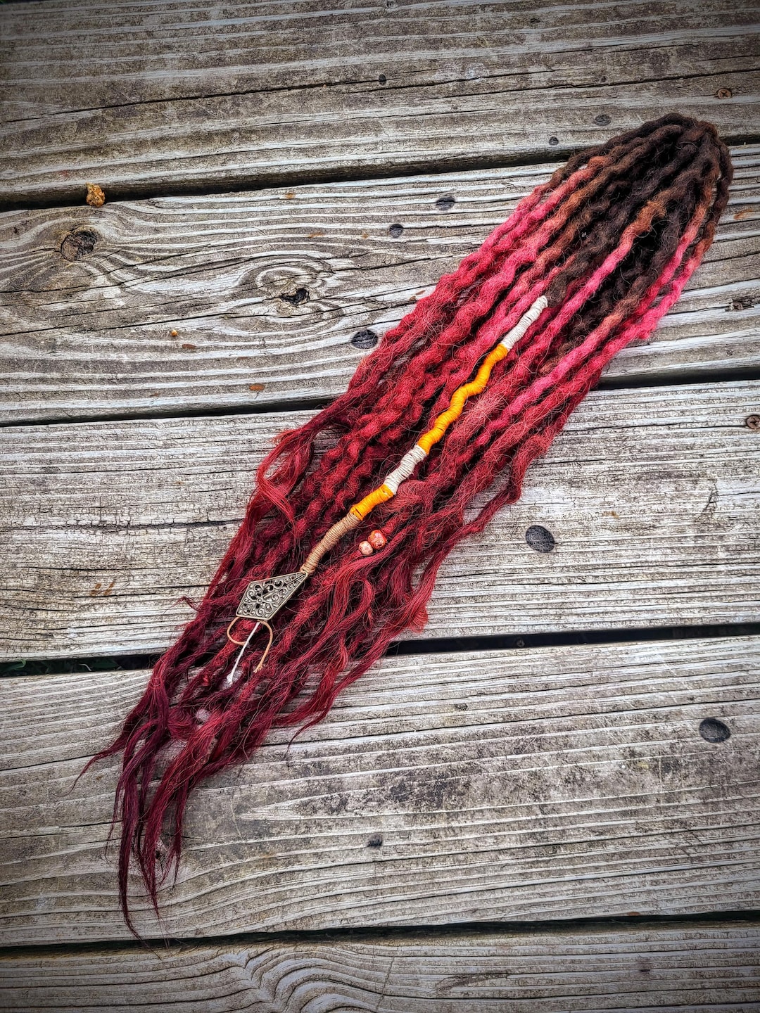 Russet Red With Brown Shadow Root Accent Set of Wool Dreadlocks - Etsy