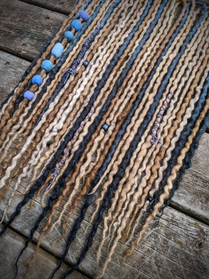 Denim and Blonde Half Set of Wool Dreadlocks - Etsy