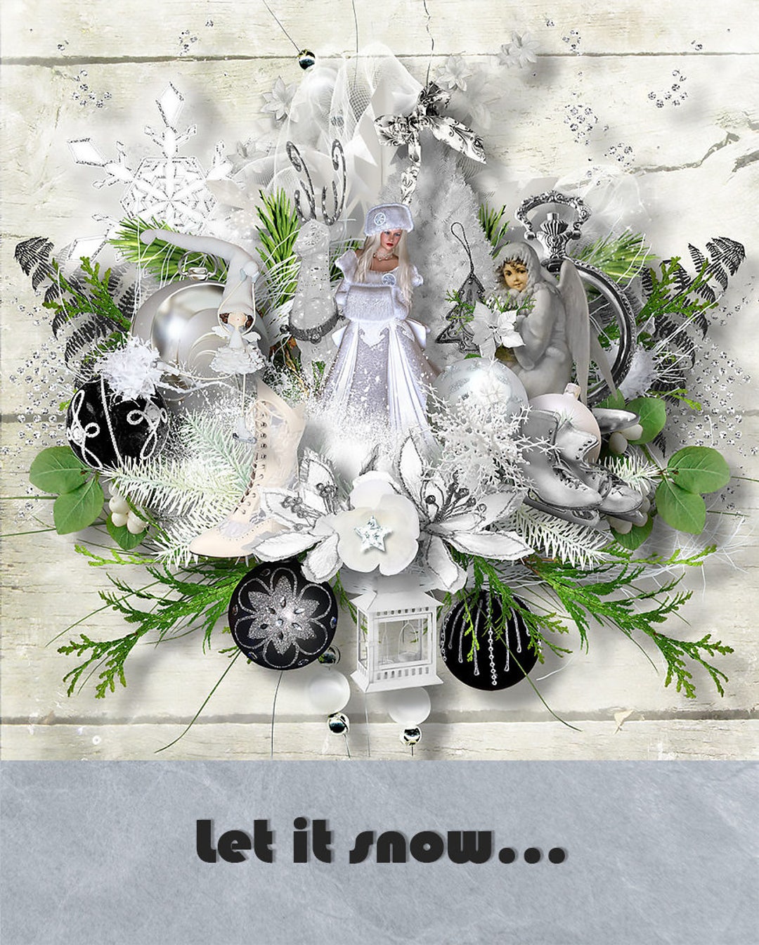 Let It Snow - Digital Kit and Papers, Scrapbooking Kit, Digital Papers ...