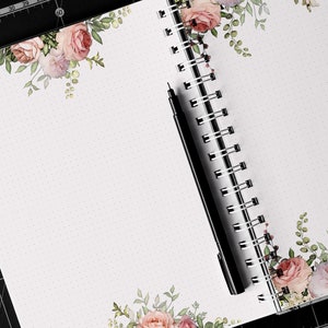 Printable Notes Pages Pink Roses Dot Grid Printable | Etsy