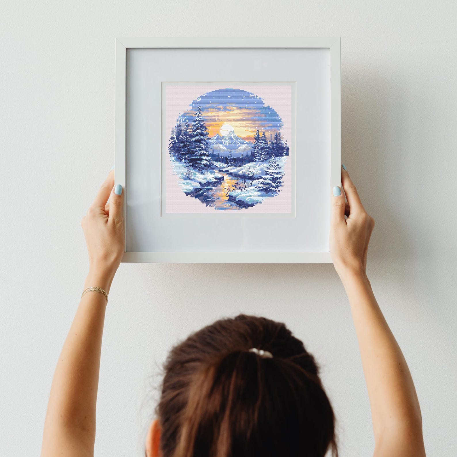 Winter Sunset Cross Stitch Pattern, Christmas Sunset Cross Stitch ...