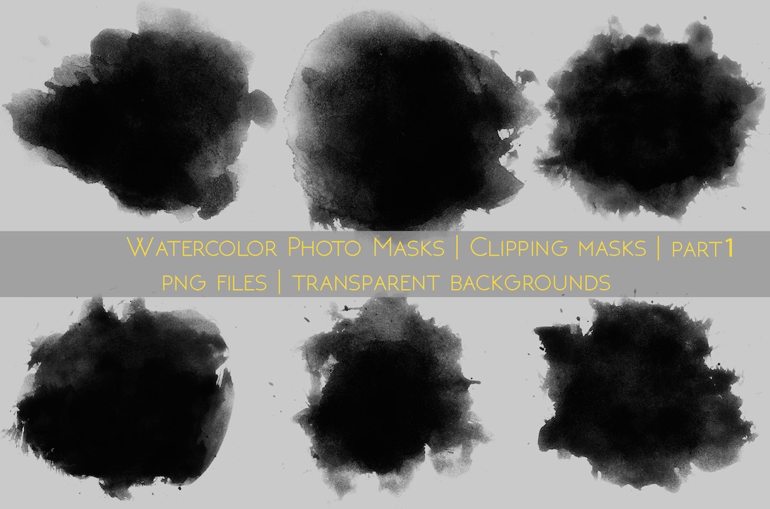 WATERCOLOR PHOTO MASKS Part 1, Photoshop Masks, Clipping Mask, Digital ...