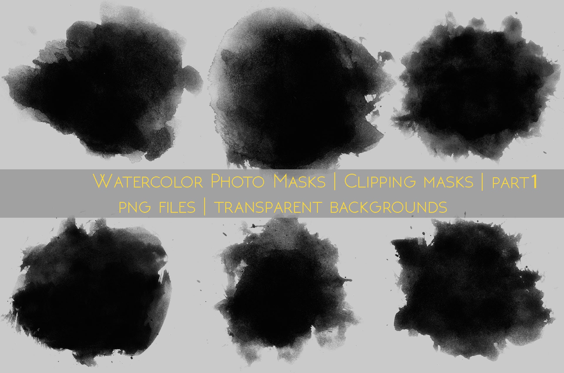 WATERCOLOR PHOTO MASKS Part 1, Photoshop Masks, Clipping Mask, Digital ...