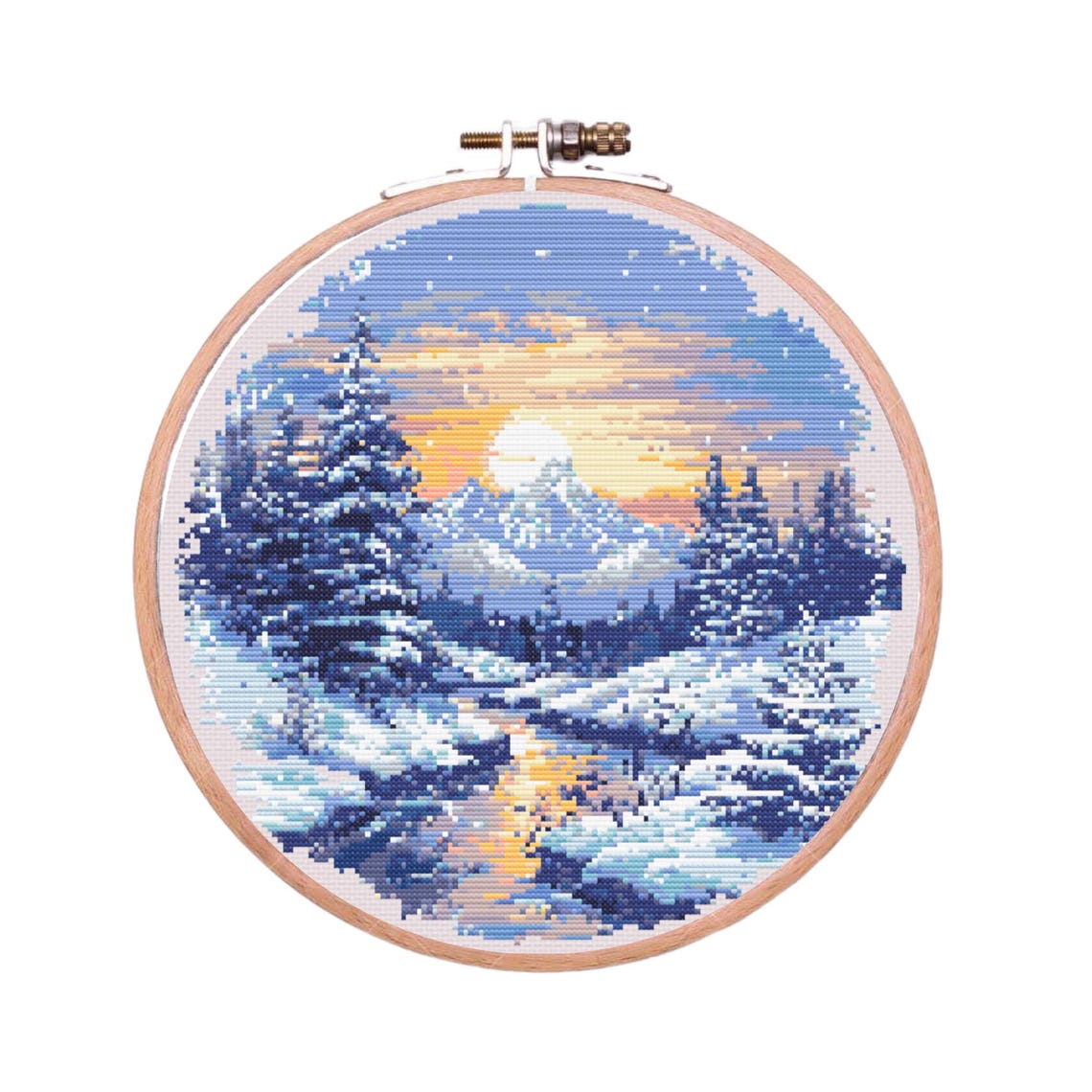 Winter Sunset Cross Stitch Pattern, Christmas Sunset Cross Stitch ...