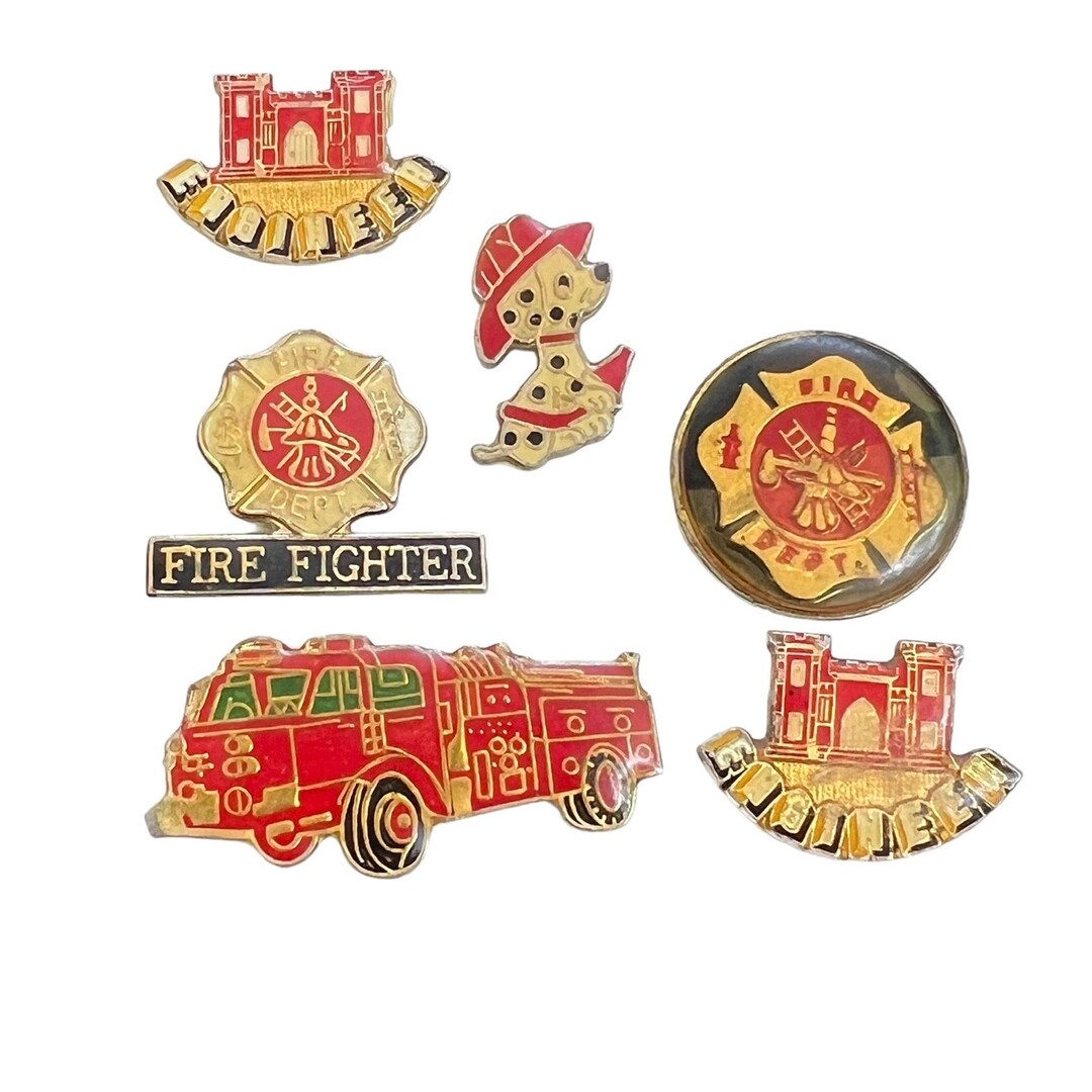 VTG 70s Enamel Pin Lot Fire Fighter Army Corp Engineers Tie Tack ...