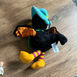 Vintage Russ Berrie Calvin Crow With Blue Hat Green Tie Stuffed Animal ...