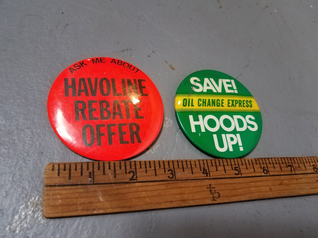 Vintage Gas Oil Promo Pins Havoline Oil Change Express Pinback Button ...