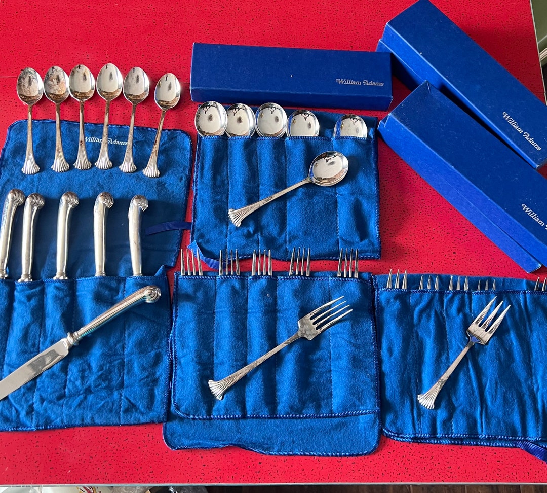 Vintage William Adams Plated Silverware 30pc Serves 6 Forks Spoons ...