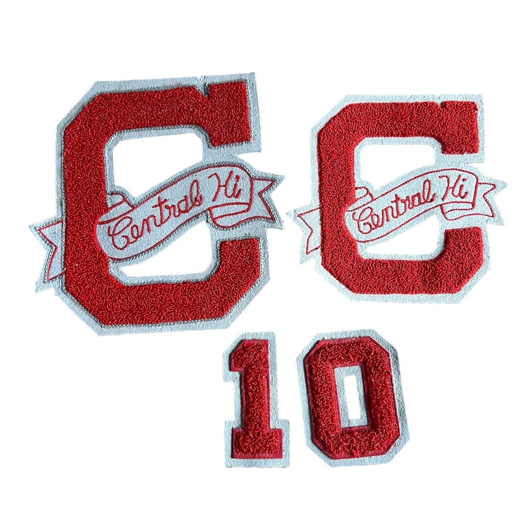 Vintage Varsity Letters Numbers Patch Felt Red Grey Central Hi ...