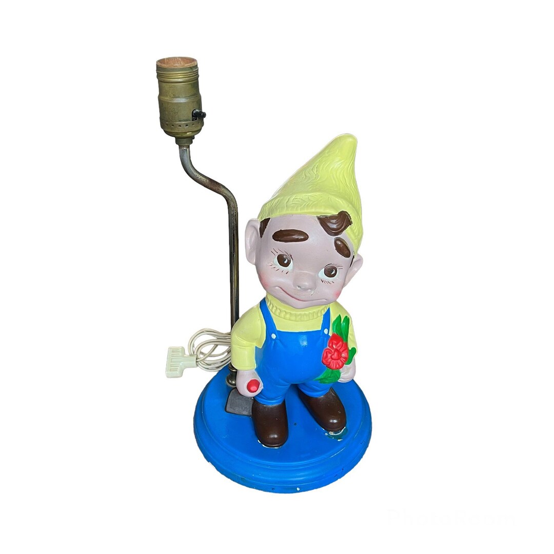 Vintage Ceramic Gnome Elf Lamp Holland Mold. Condition: Some Paint Loss ...
