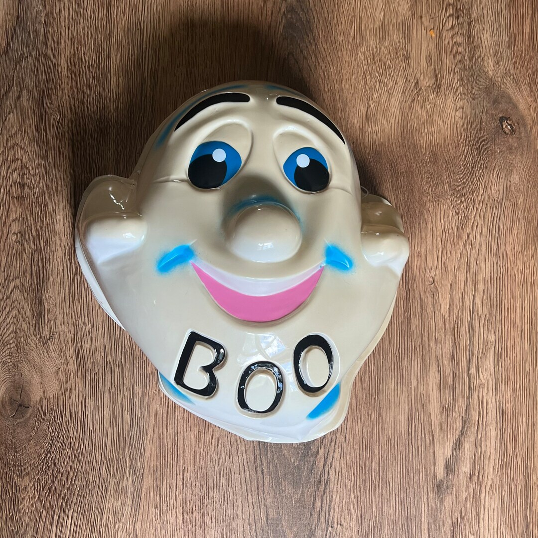 Vintage Plastic Halloween BOO Mask Ghost Costume. Estimated Midcentury ...