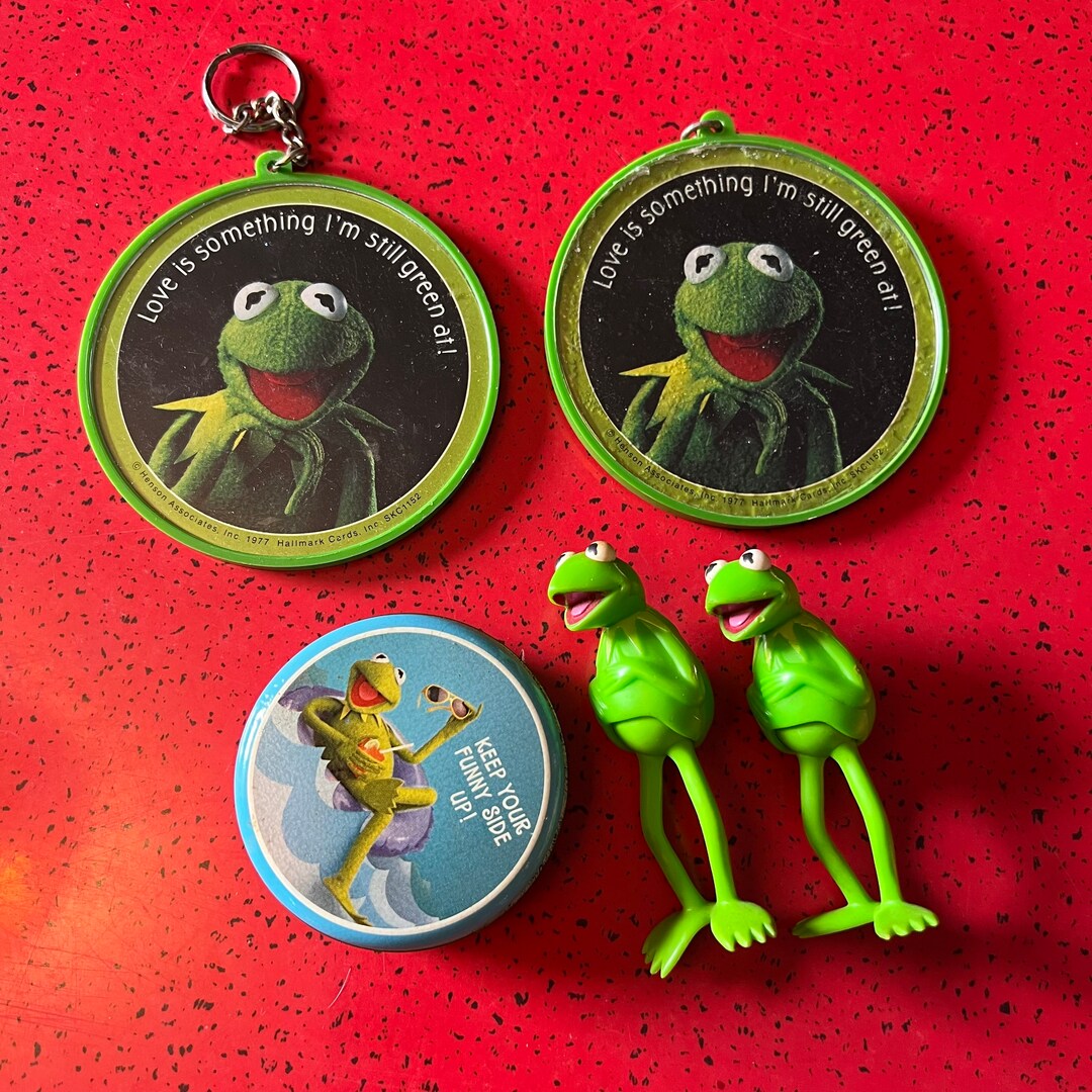VTG Kermit the Frog Lot 2 Stick Puppet Figures Fisher Price 2 Keychains ...