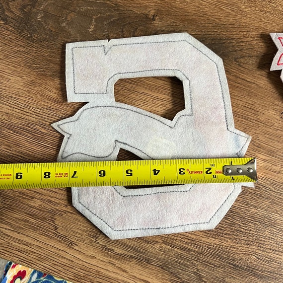 Vintage Varsity Letters Numbers Patch Felt Red Grey C… - Gem