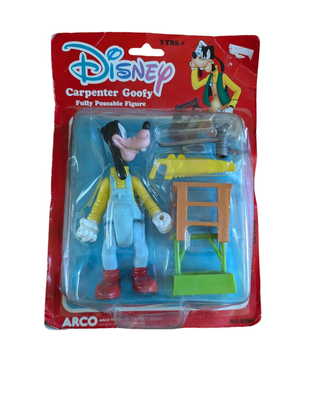 NIP Vintage Disney Carpenter Goofy ARCO Toys Figure Fully Poseable No ...