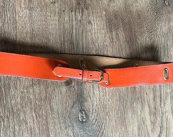 Orange Leather Belt - Etsy