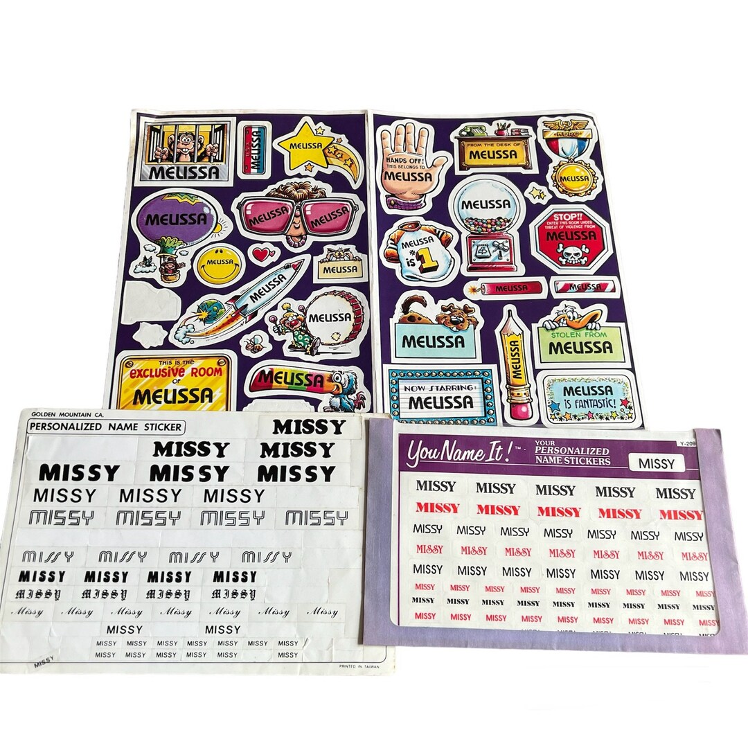 Celebrity Mark 1 Stickers 1980's Retro 80's Melissa Missy Name Stickers ...