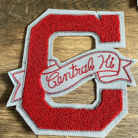 Vintage Varsity Letters Numbers Patch Felt Red Grey C… - Gem