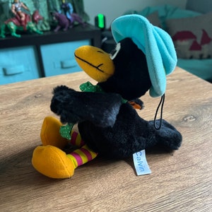 Vintage Russ Berrie Calvin Crow With Blue Hat Green Tie Stuffed Animal ...