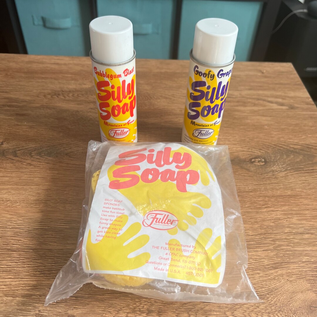NOS Vintage Silly Soap Set With 2 Foam & Sponges Bubblegum Grape Fuller ...