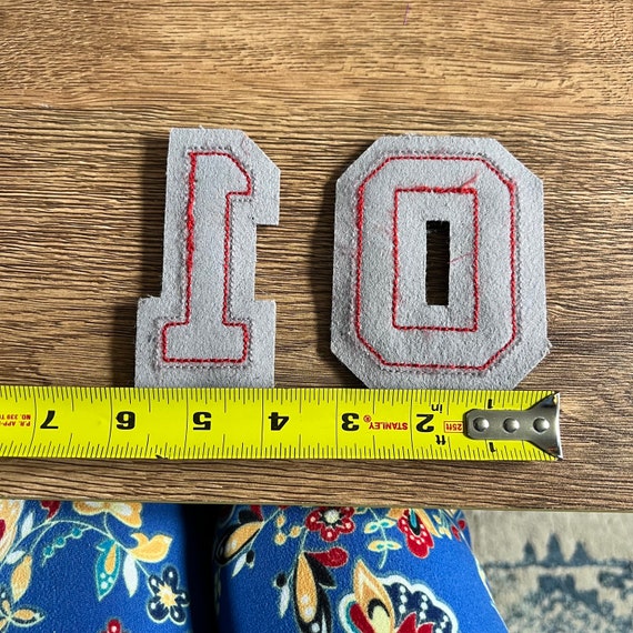 Vintage Varsity Letters Numbers Patch Felt Red Grey C… - Gem