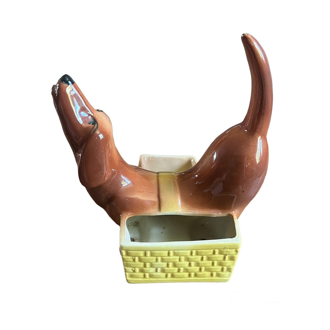 VTG Midcentury Ceramic Dachshund Weiner Dog Sponge Caddy Ring Holder ...