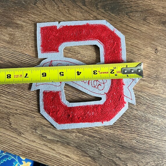 Vintage Varsity Letters Numbers Patch Felt Red Grey C… - Gem