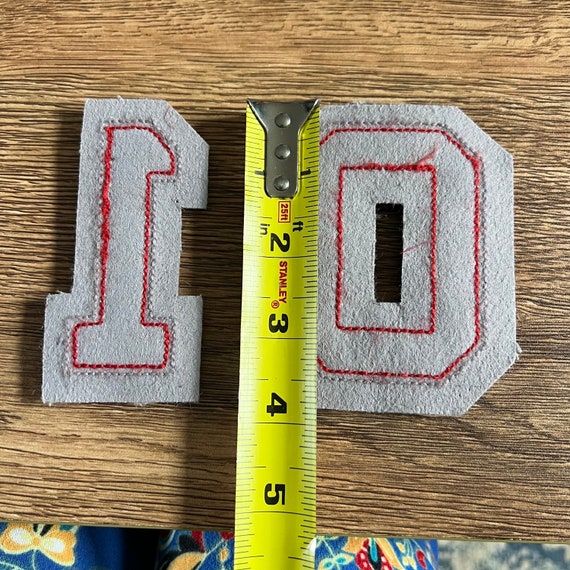 Vintage Varsity Letters Numbers Patch Felt Red Grey C… - Gem