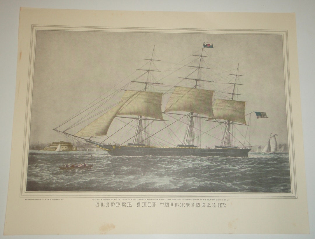 Currier & Ives Print - Clipper Ship "nightingale" - Etsy