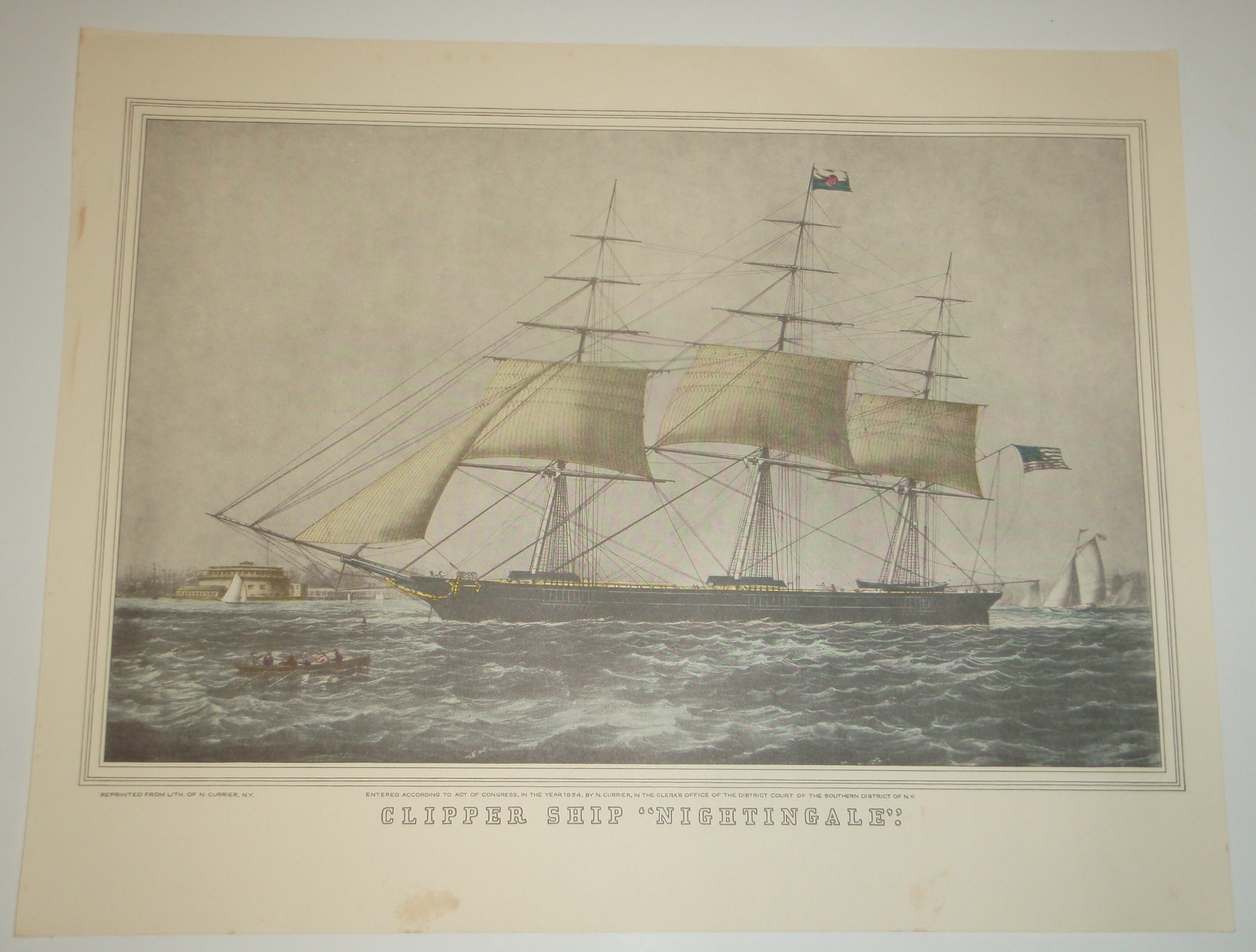 Currier & Ives Print - Clipper Ship "nightingale" - Etsy