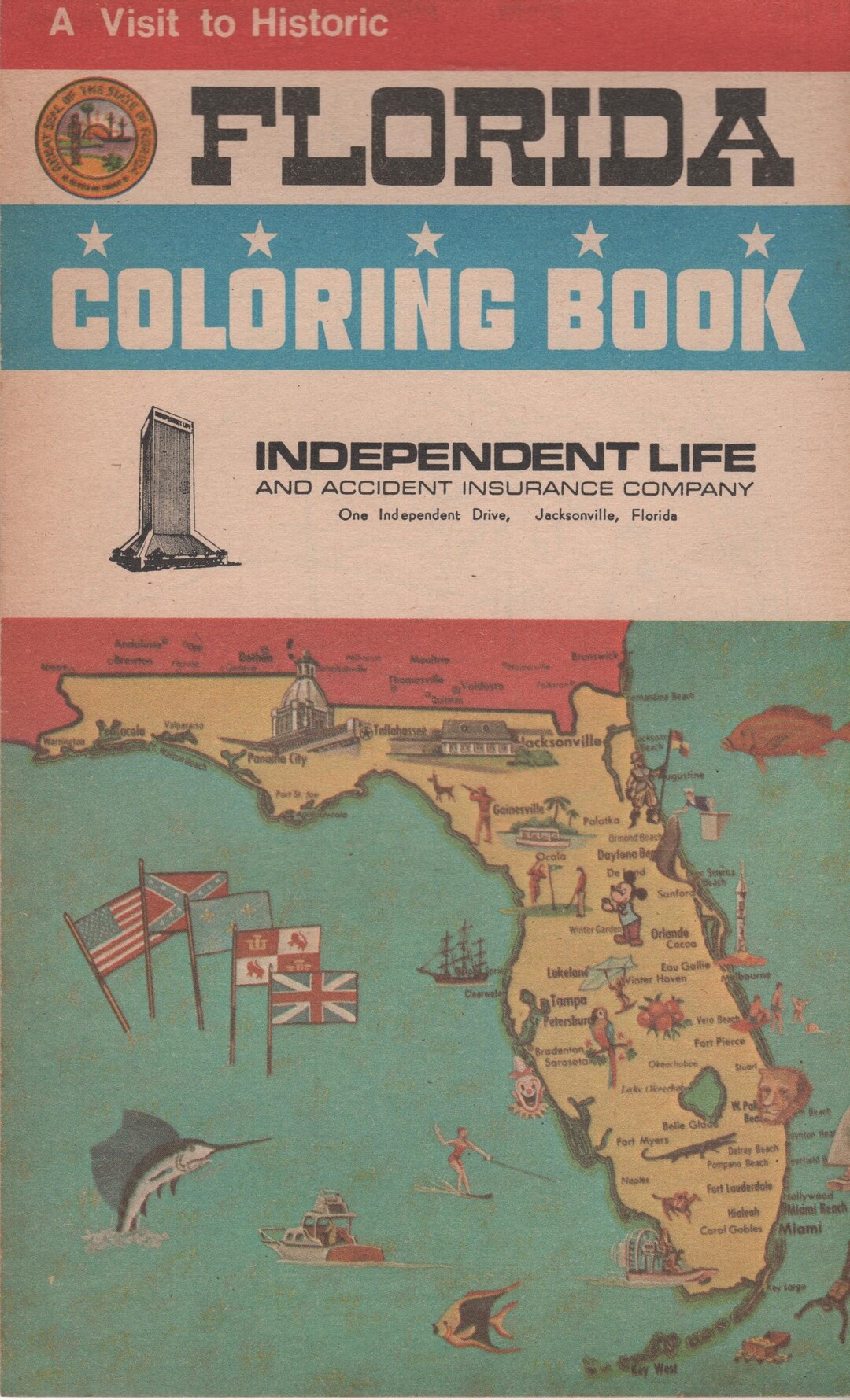 FLORIDA Coloring Book - 1970's - Etsy