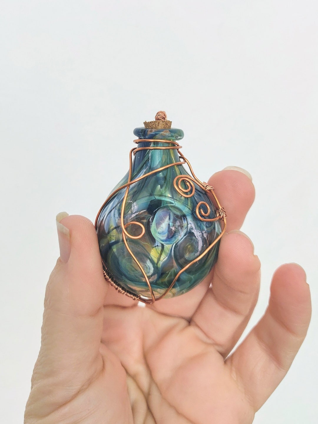 Handblown and Handcrafted Copper Wire Wrapped Glass Vial | Perfume ...