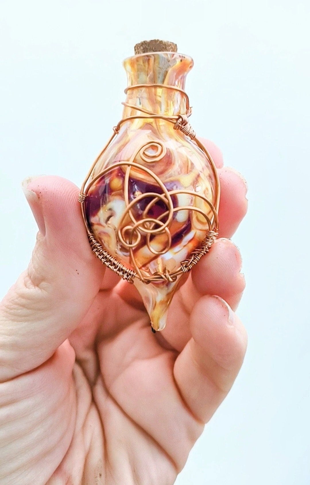 Handblown and Handcrafted Copper Wire Wrapped Glass Vial | Perfume ...