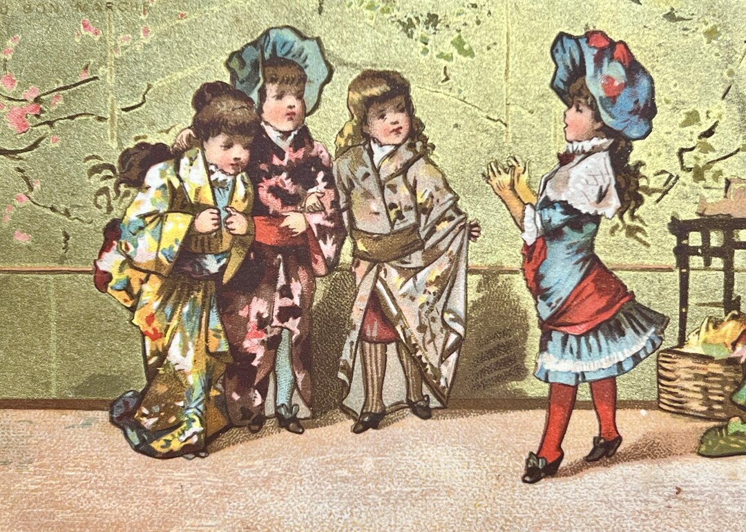 Antique Au Bon Marche Card Victorian Scrapbook Supply Postcard Ephemera ...