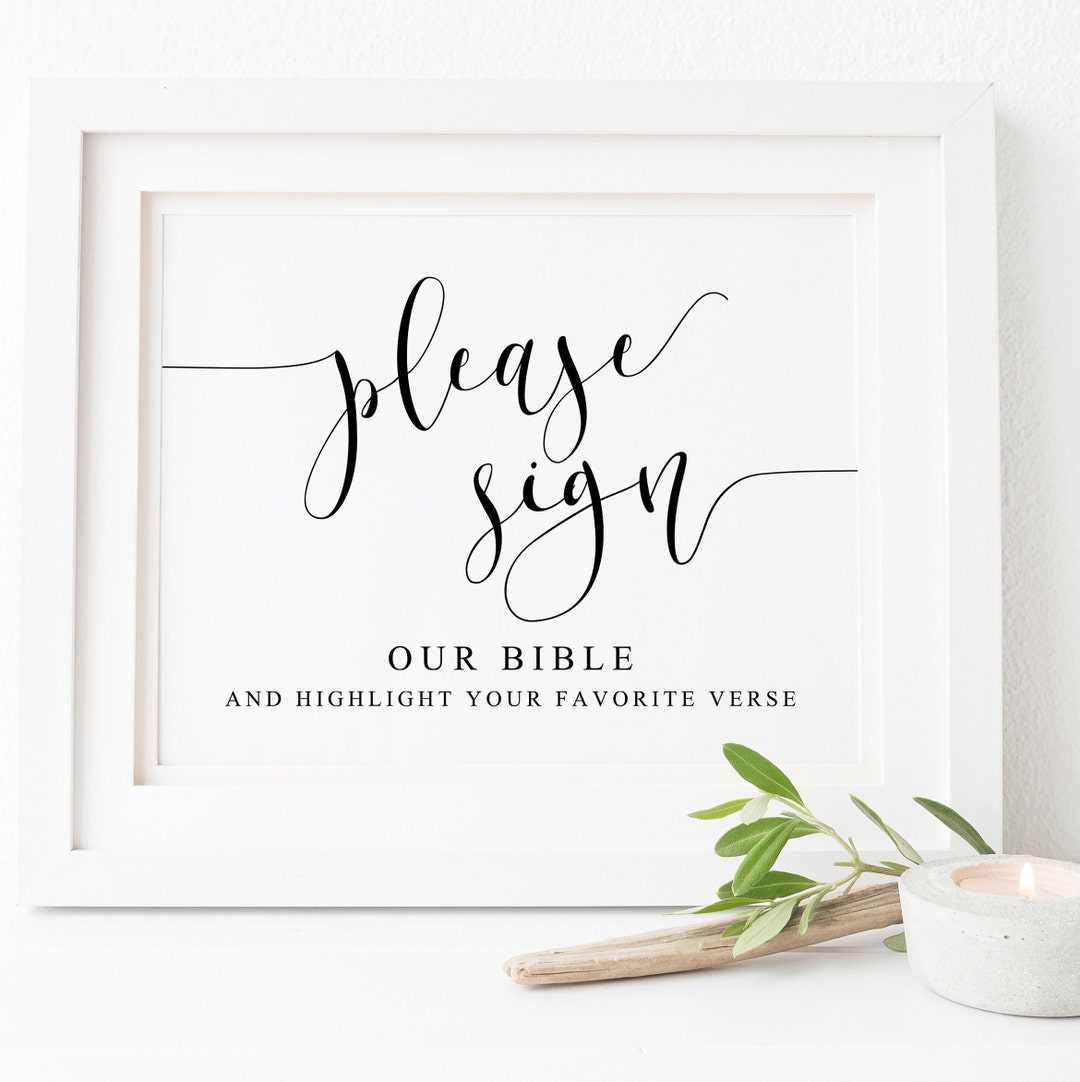 Please Sign Our Bible Sign. Highlight Favorite Bible Verse Sign ...