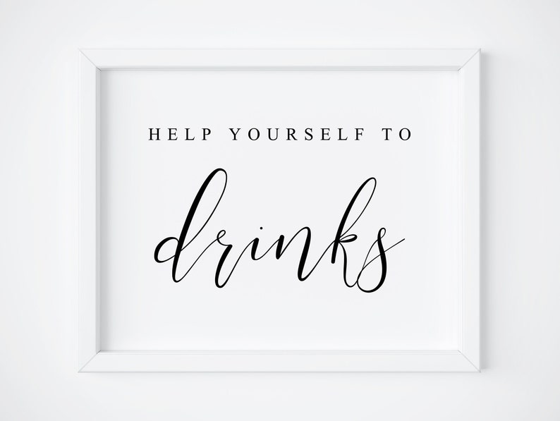 Help Yourself to Drinks Sign. Drinks Sign. Wedding Bar Sign. | Etsy
