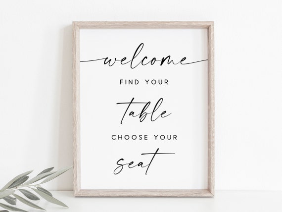 Welcome Find Your Table Choose Your Seat Sign.please Find Your - Etsy
