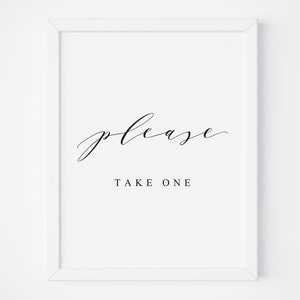 Wedding Please Take One Sign. Favor Sign. Please Take One Printable ...