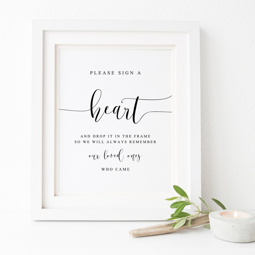 Please Sign A Heart Sign-please Sign-heart Guestbook Sign-guestbook ...