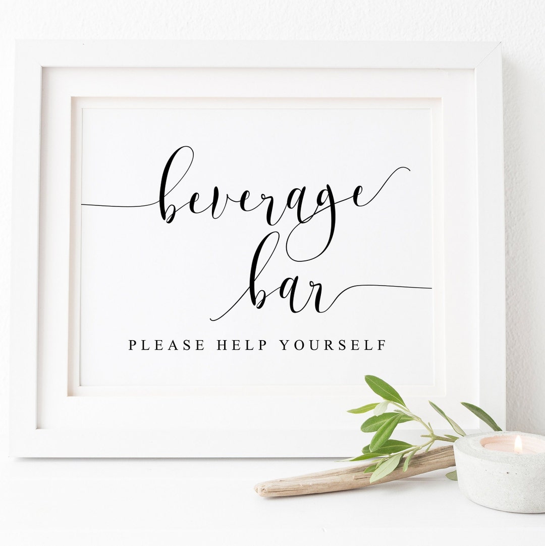 Beverage Bar Sign. Wedding Drink Sign. Open Bar Sign. Alcohol Bar Sign ...