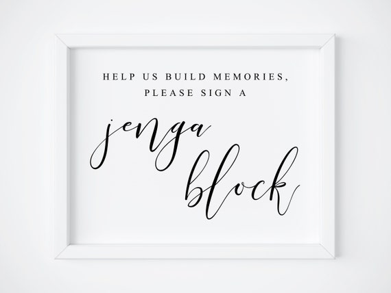 Jenga Guestbook Sign.jenga Block Sign.building Memories Please | Etsy