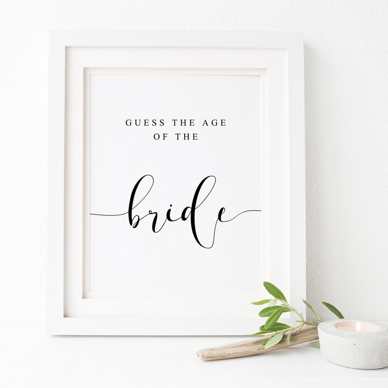 Guess the Age of the Bride Sign.how Old Was the Bride to Be Sign.guess ...