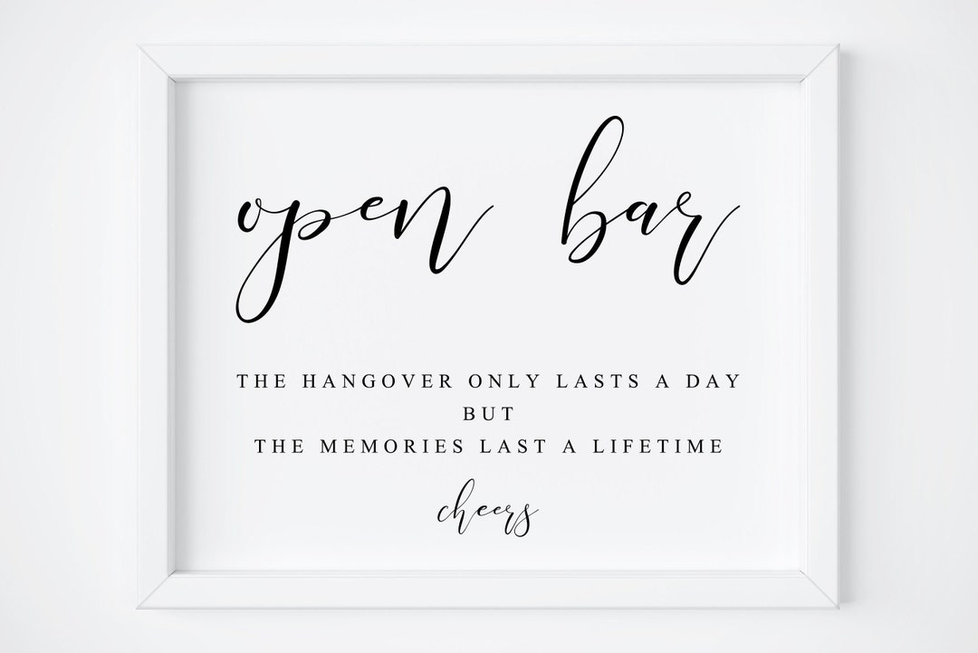 Wedding Open Bar Sign,wedding Bar Sign,wedding Drinks Sign,wedding ...