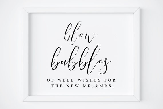 Blow Bubbles Sign-Wedding Bubbles Sign-Bubble Send Off | Etsy