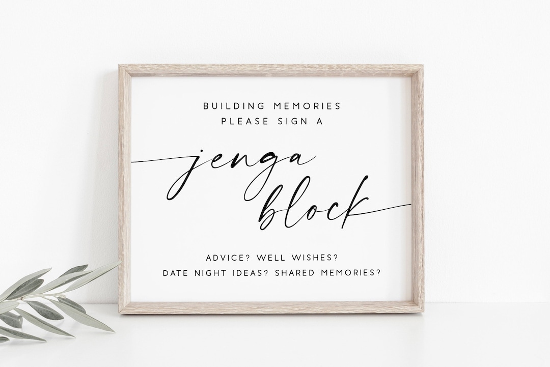 Jenga Guestbook Sign-jenga Block Sign-building Memories Please Sign A ...